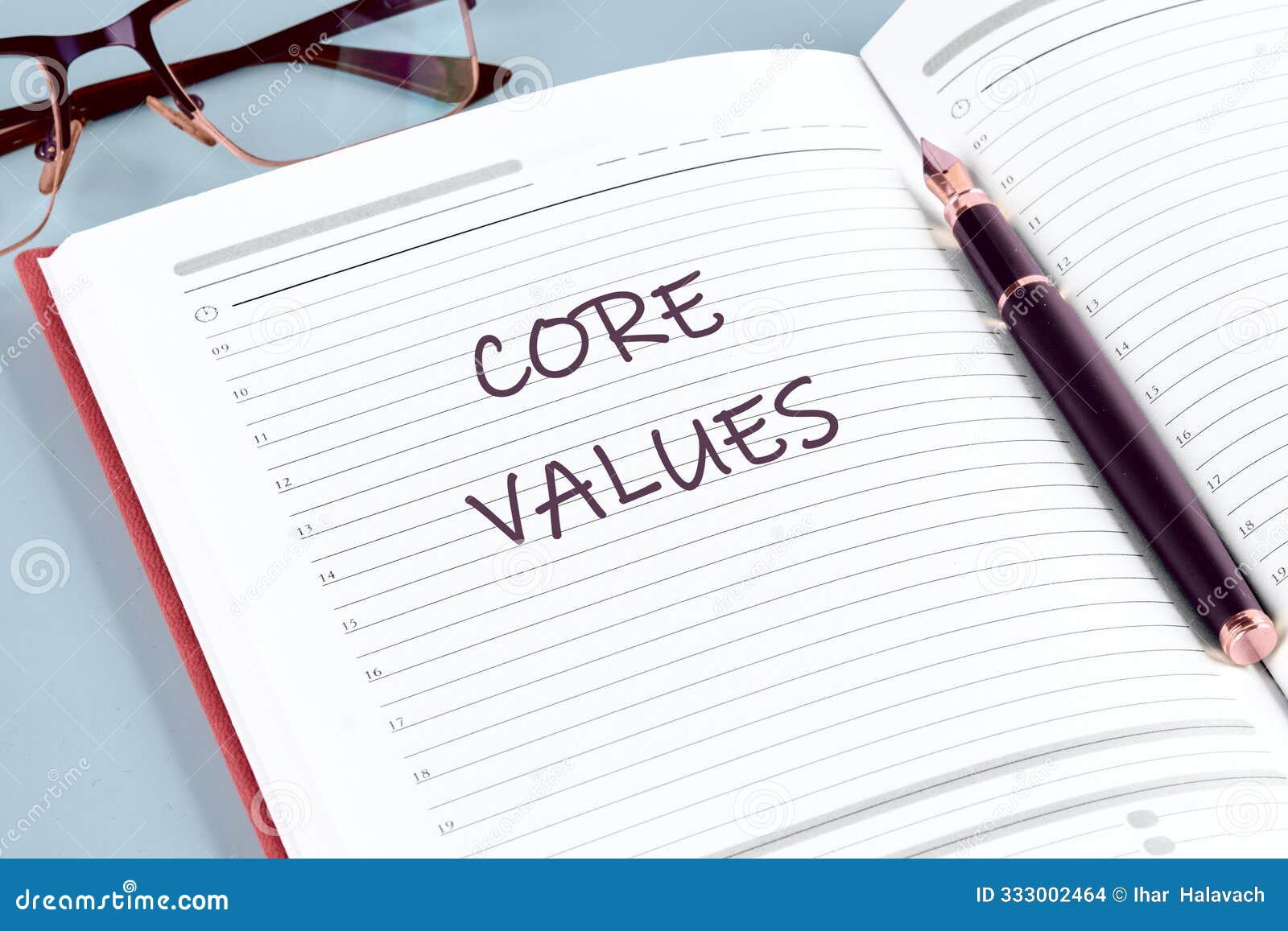 Business and Core Values Concept in the Notebook of a Businessman ...