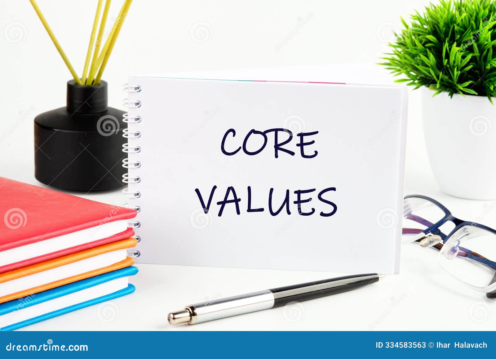 Business and Core Values Concept on a White Sheet of an Open Notebook ...
