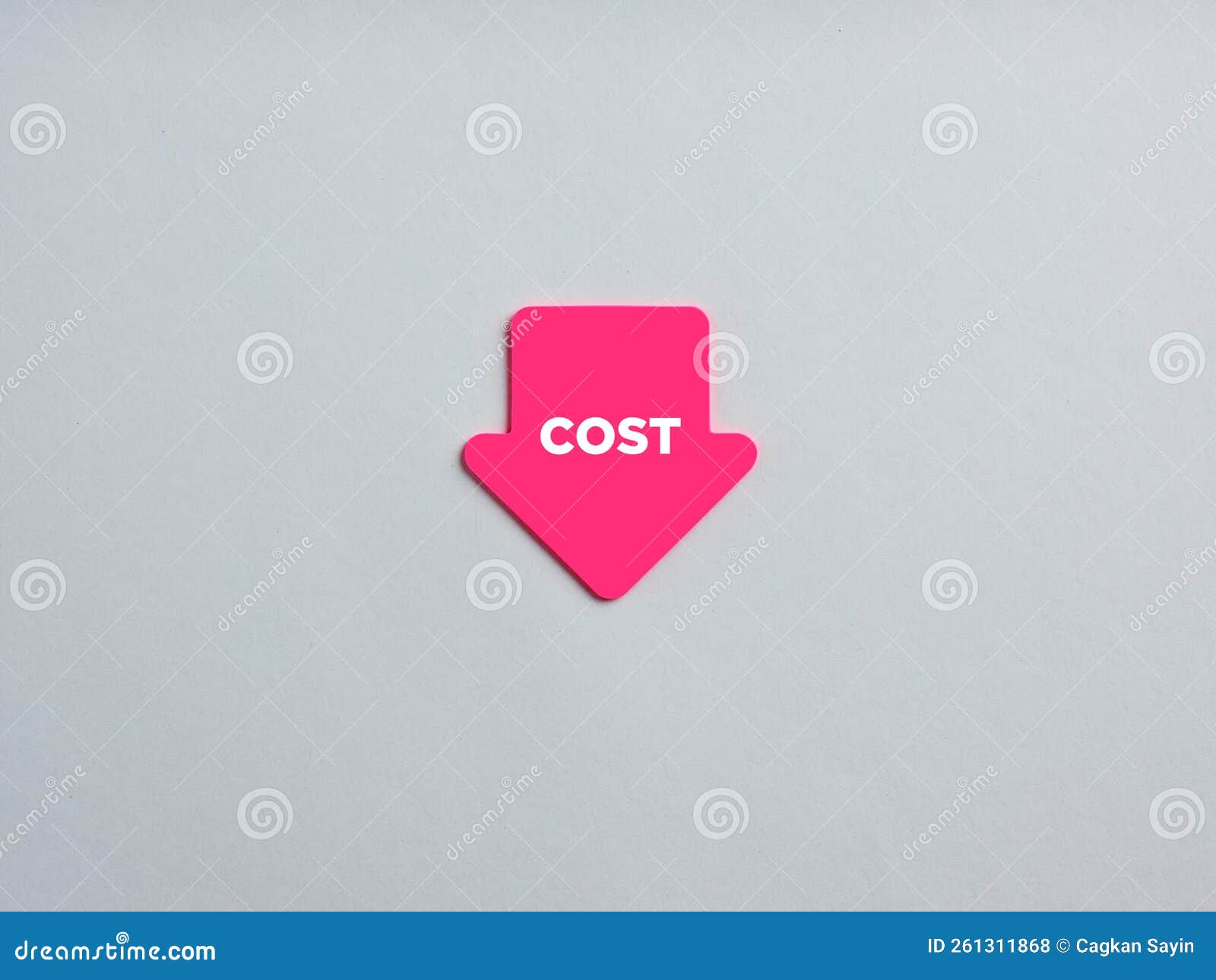 Business Costs are Falling Down or Decreasing. Arrow Shaped Note Paper ...