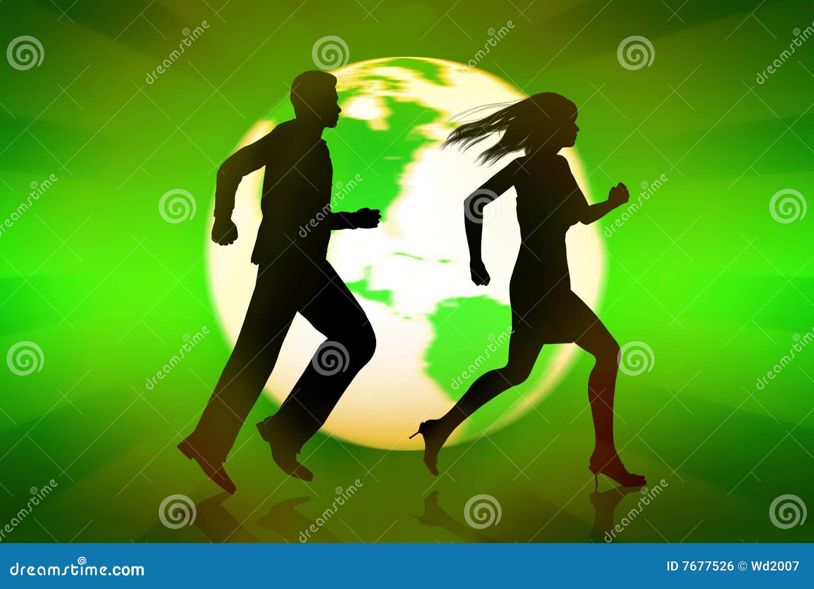 Business Couple Chasing the World Stock Illustration - Illustration of ...