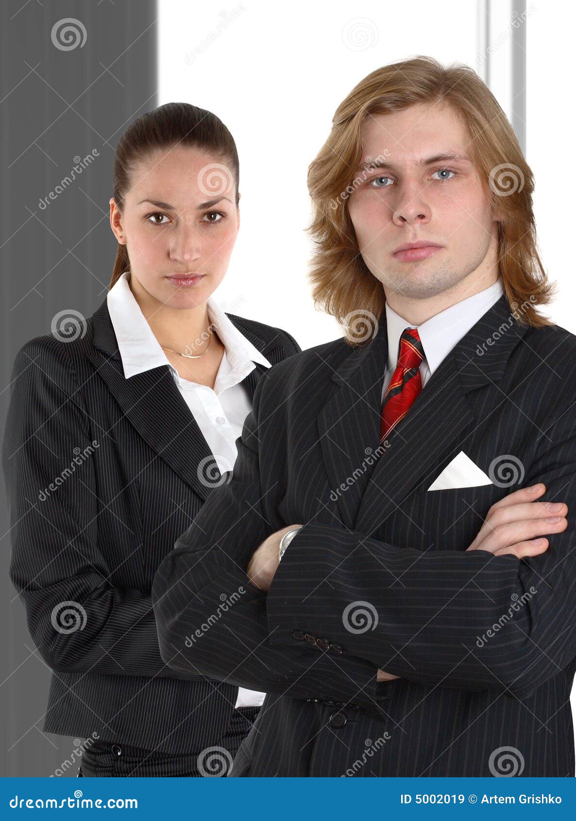 Business Couple on Gray Background Stock Image - Image of partnership ...