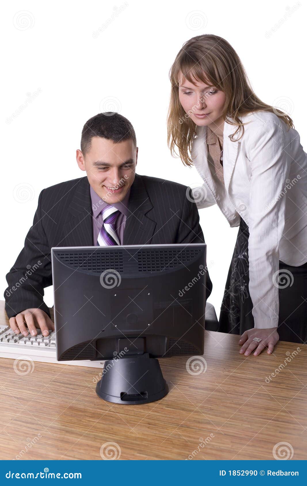 Business Couple Looking at Computer S Screen Stock Photo - Image of ...