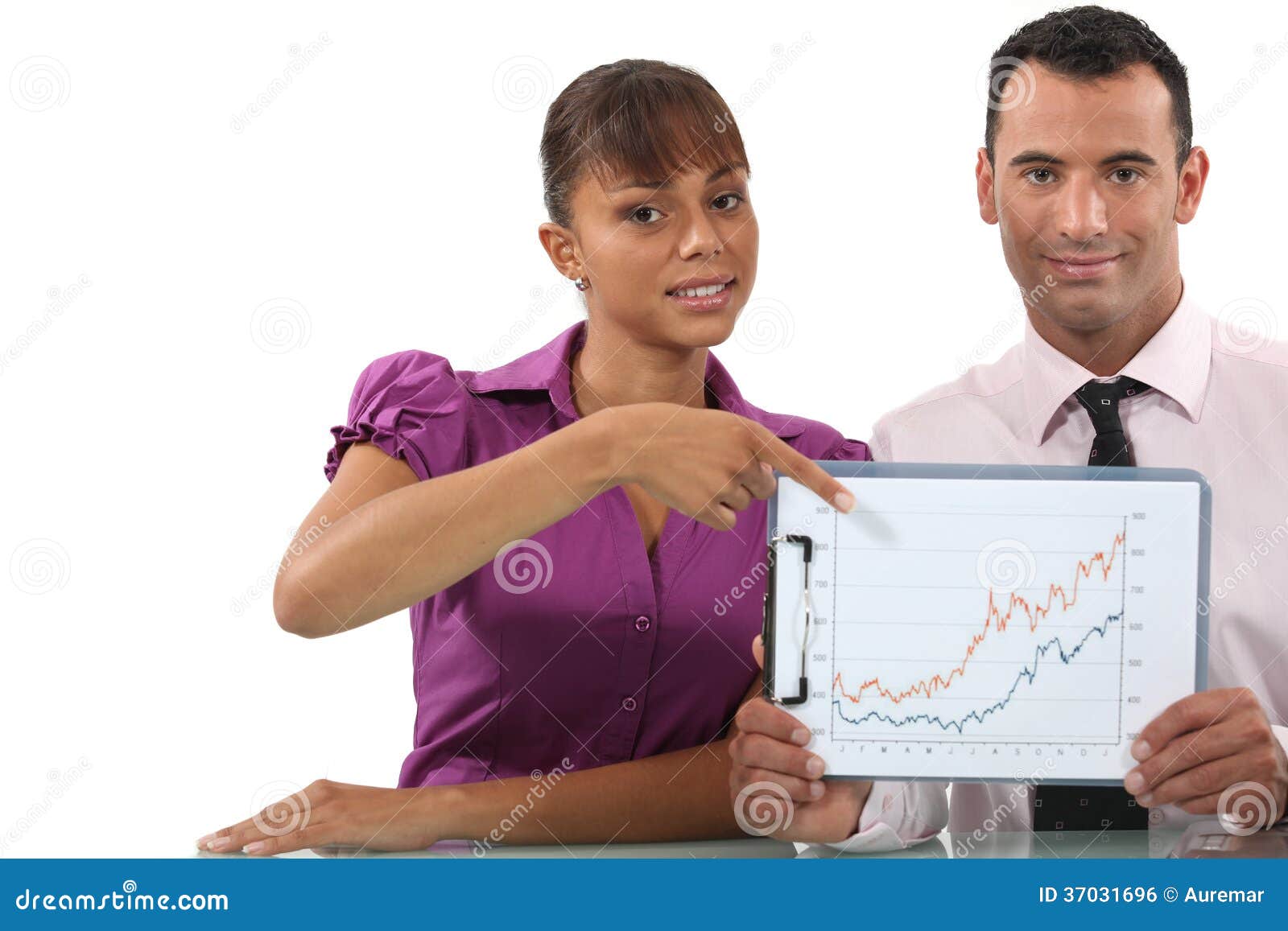 Business Couple Pointing at Graph Stock Photo - Image of graph ...