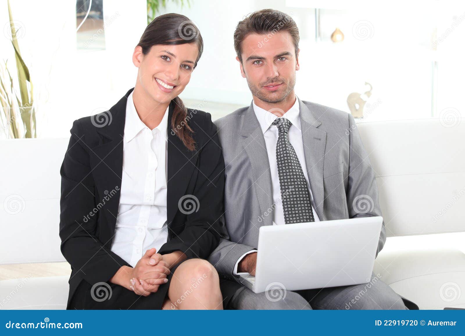 Business Couple Preparing Presentation Stock Photo - Image of notebook ...