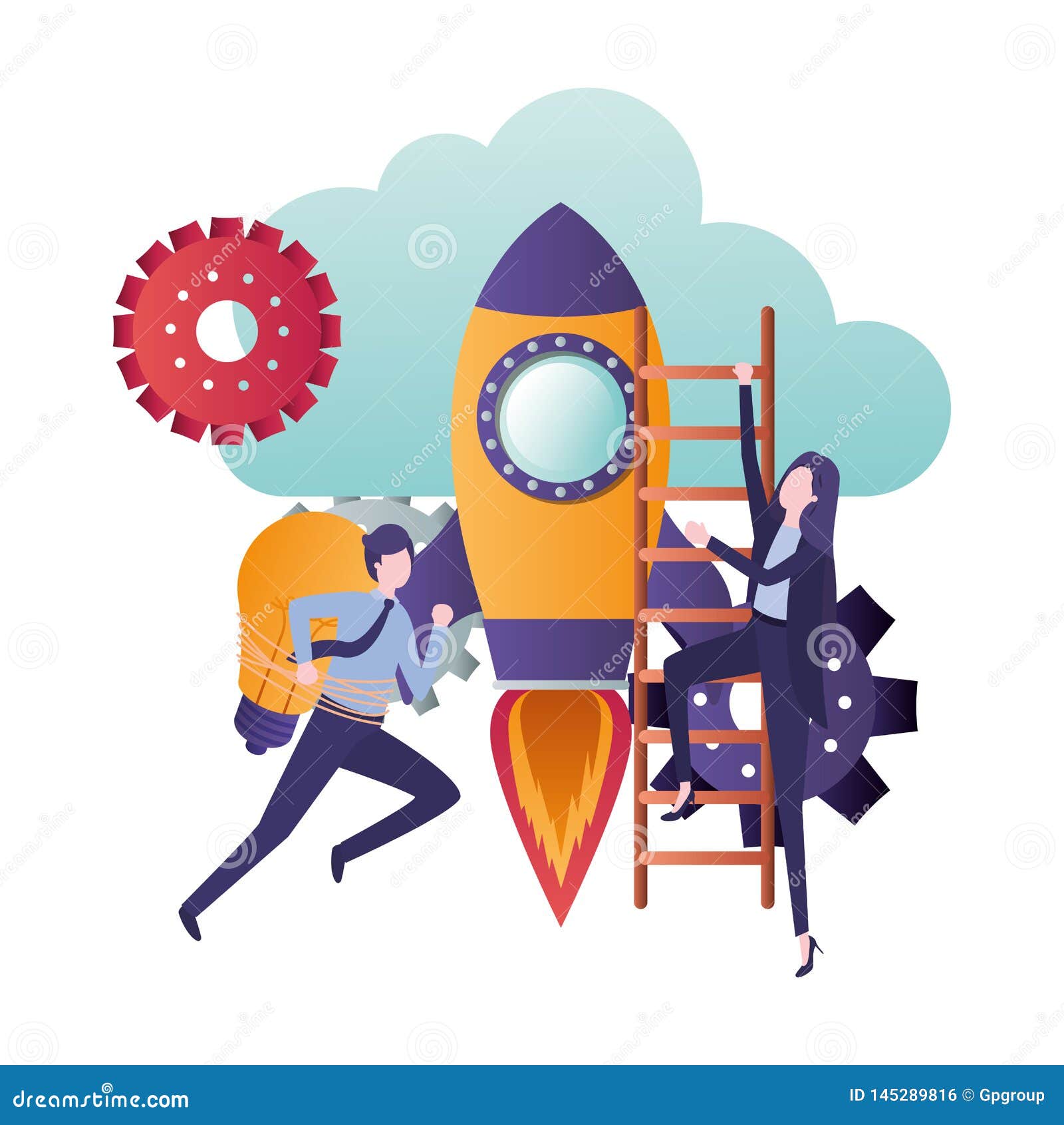 Business Couple with Rocket Avatar Character Stock Vector ...