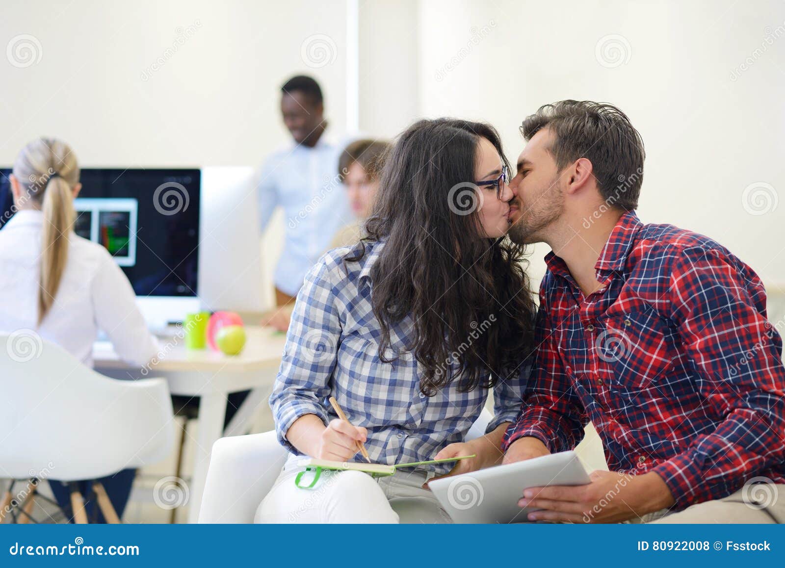 Business Couple Working Together on Project at Modern Startup Office ...