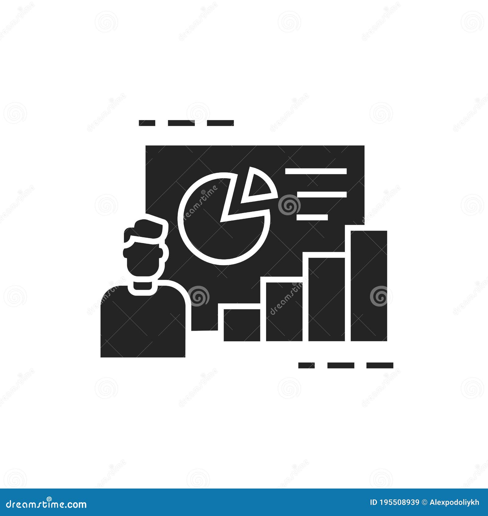 Business Course Black Glyph Icon. Analytics and Analysis Graph, Chart ...