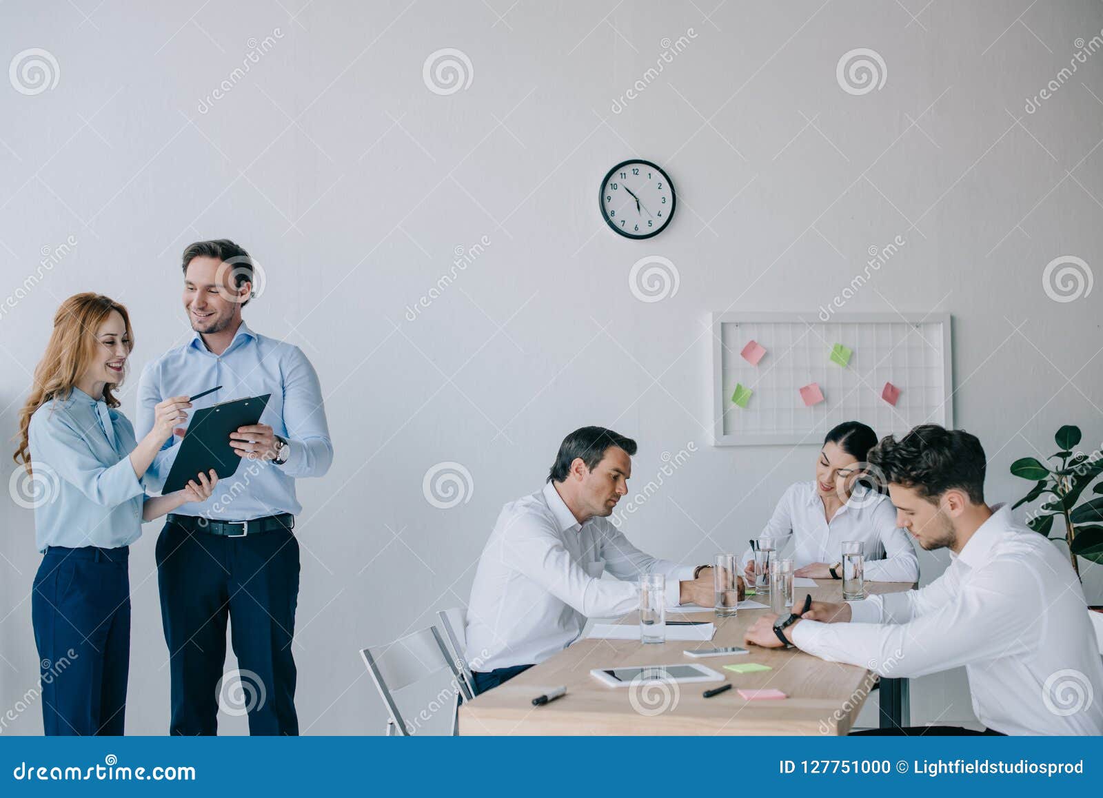 Business Coworkers Having Discussion during Business Training Stock ...