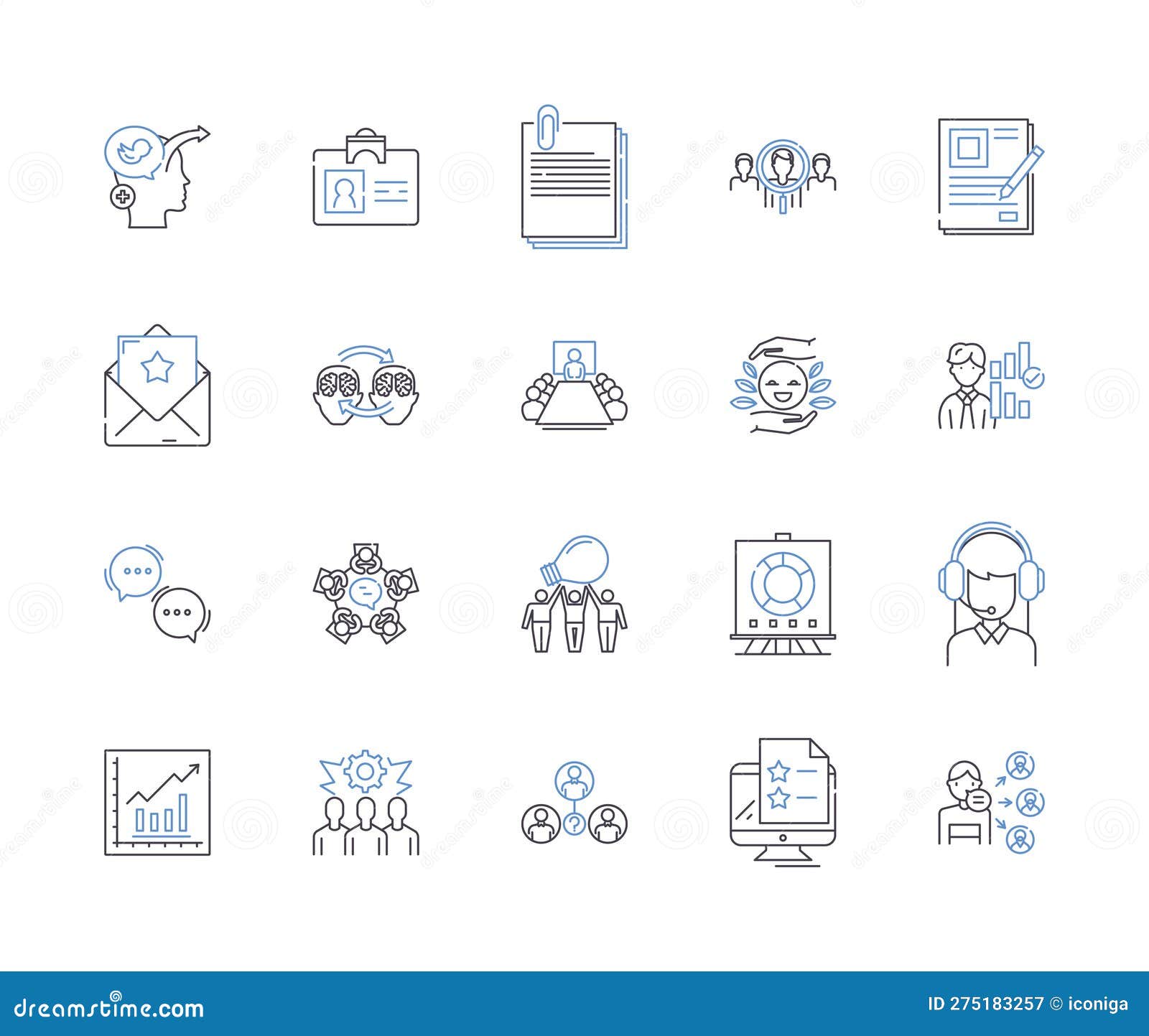 Business Coworking Outline Icons Collection. Co-working, Business ...