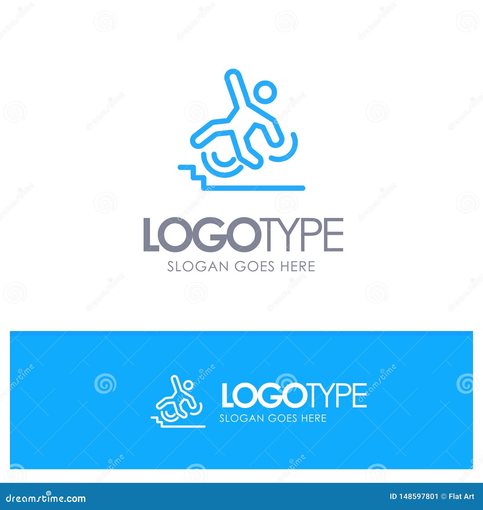 Business, Crash, Failed, Failure, Fall Blue OutLine Logo with Place for ...