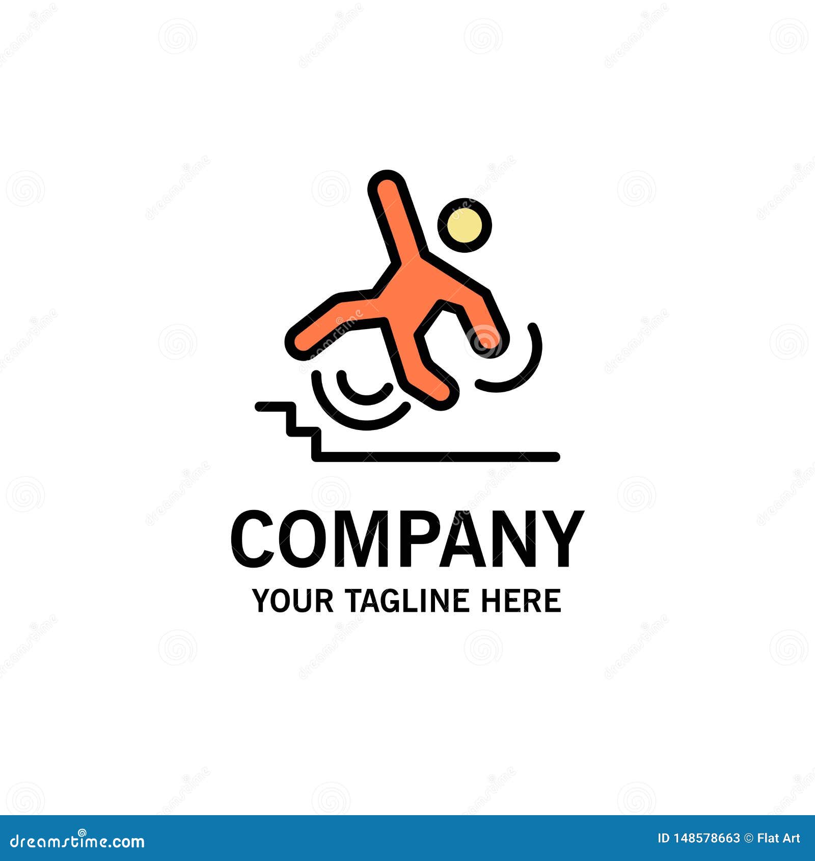 Business, Crash, Failed, Failure, Fall Business Logo Template. Flat ...