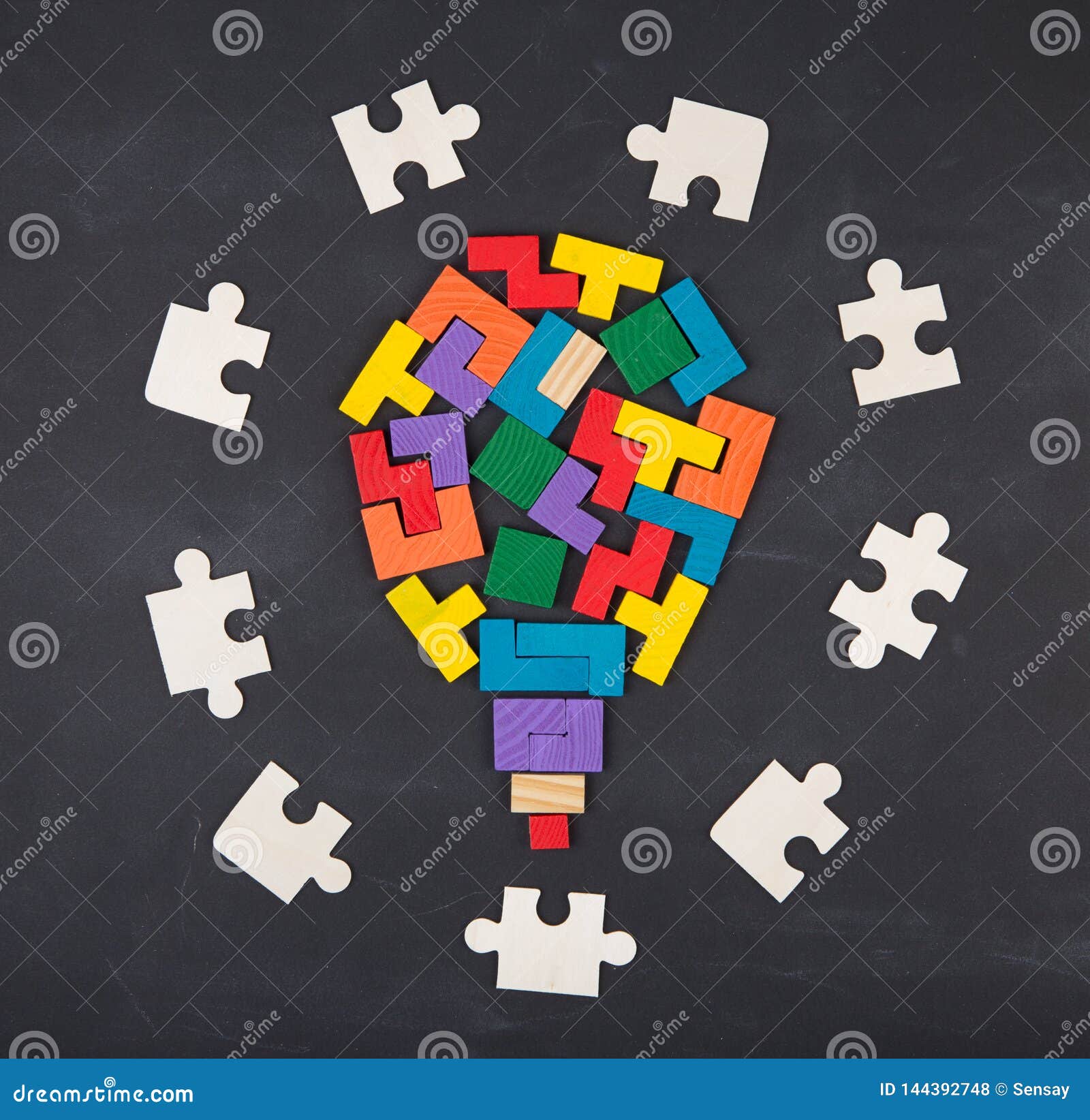 Business Creative Solution Concept Jigsaw on the Blackboard Stock Photo ...
