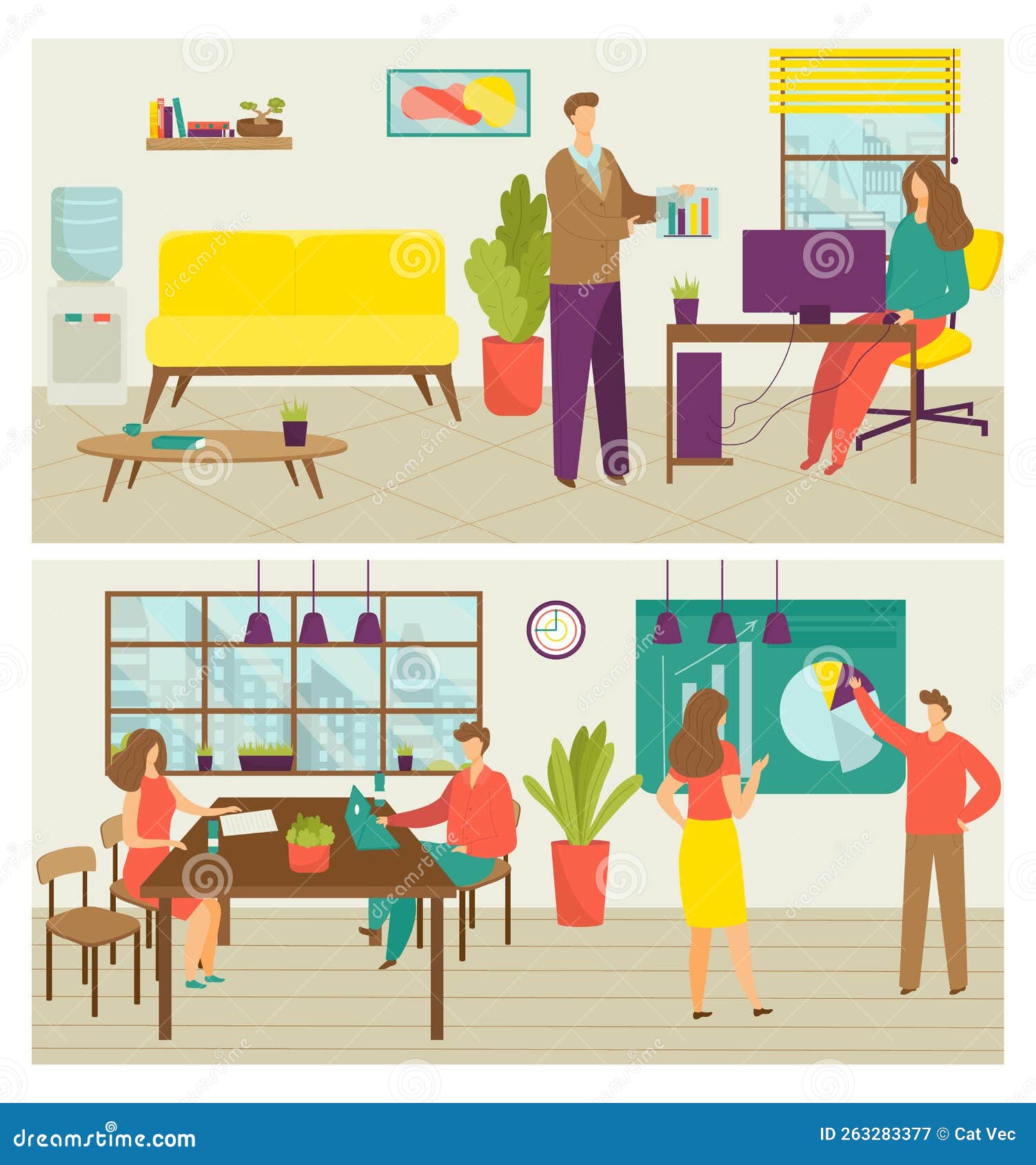 Business Creative Teamwork Banners Set of Vector Illustration. People ...