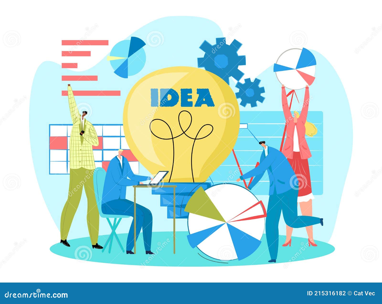 Business Creative Teamwork, Vector Illustration. Group People in Office ...
