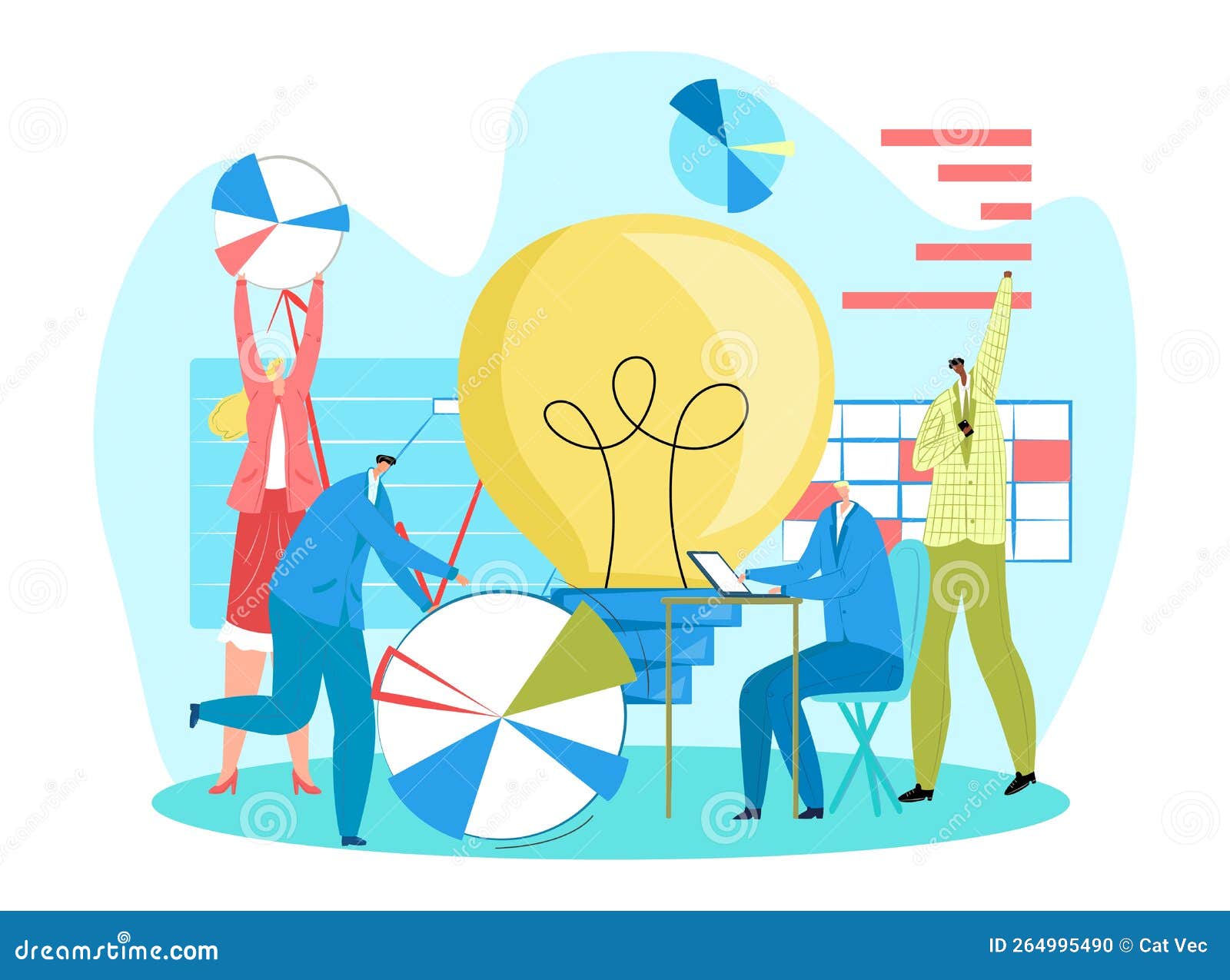 Business Creative Teamwork, Vector Illustration. Group People in Office ...
