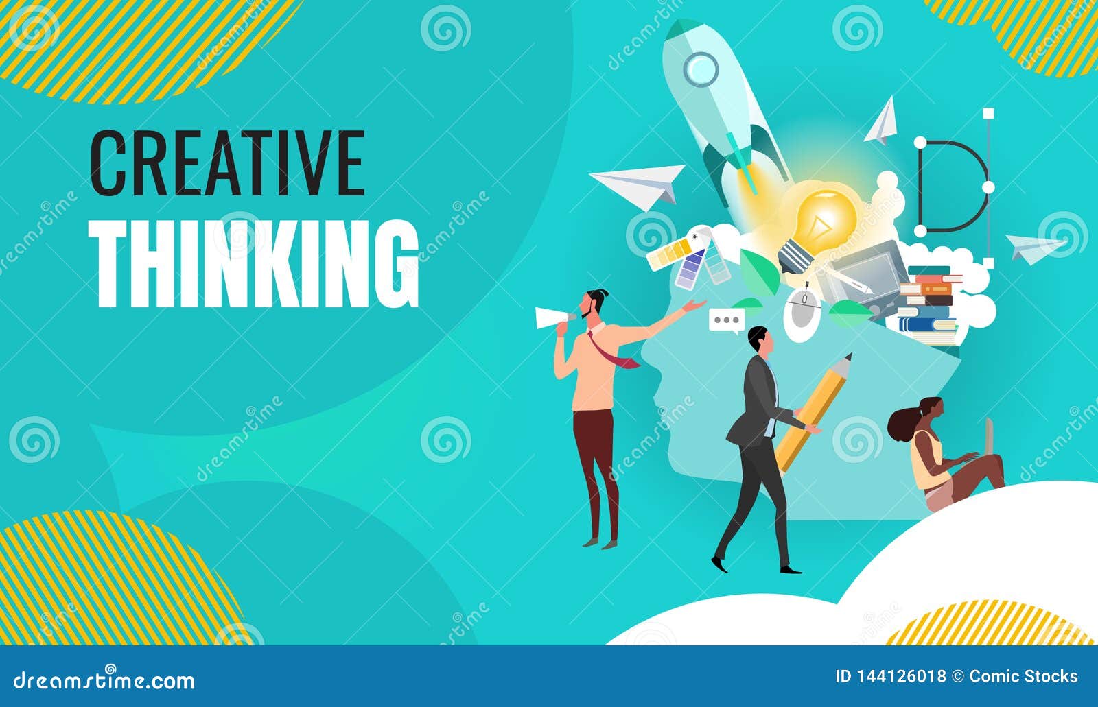 Business Creative Thinking Teamwork on Finding New Ideas Stock Vector ...