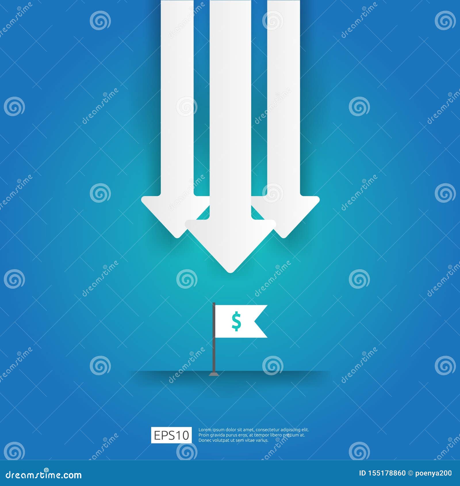 Business Crisis Concept. Money Fall Down with Arrow Decrease Symbol. Economy Stretching Rising ...