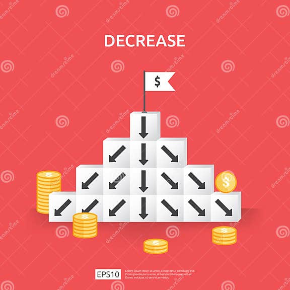 Business Crisis Concept. Money Fall Down with Arrow Decrease Symbol on ...