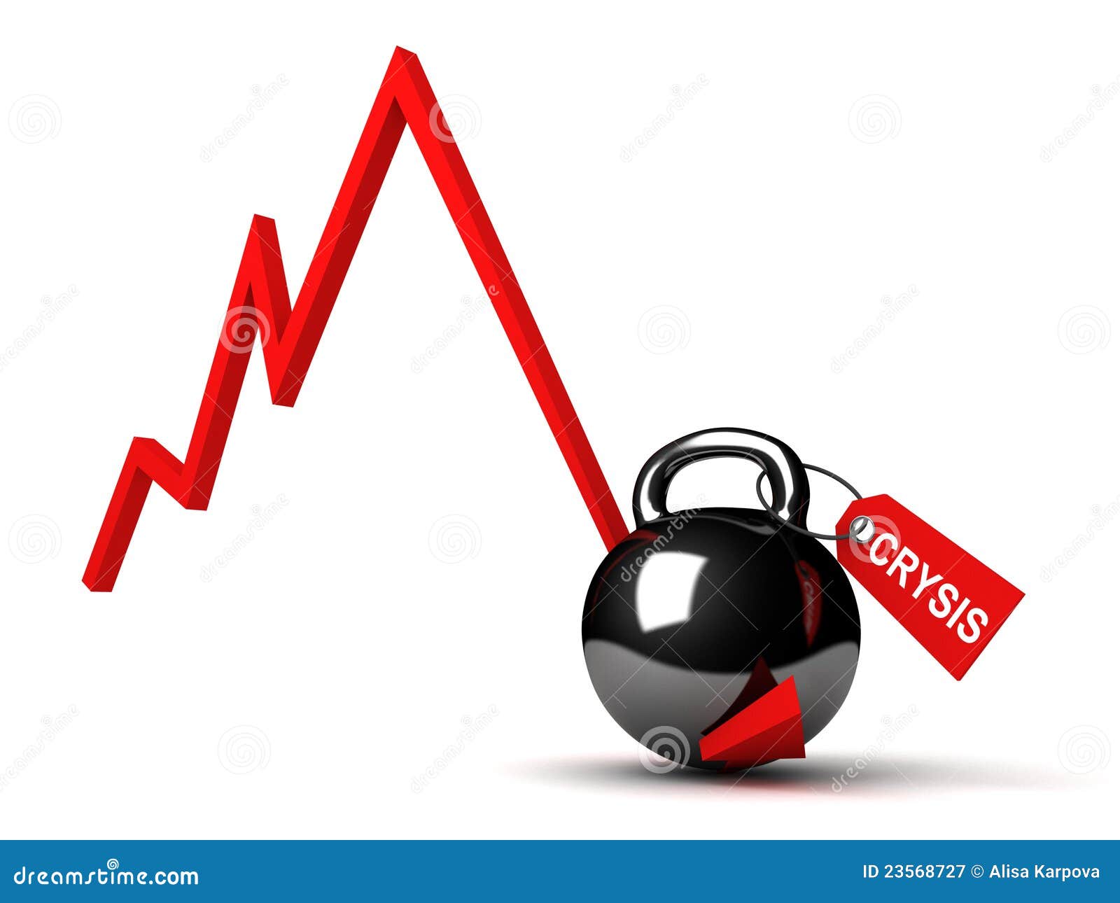 Business Crisis Red Graph Diagram with Weight Stock Illustration ...