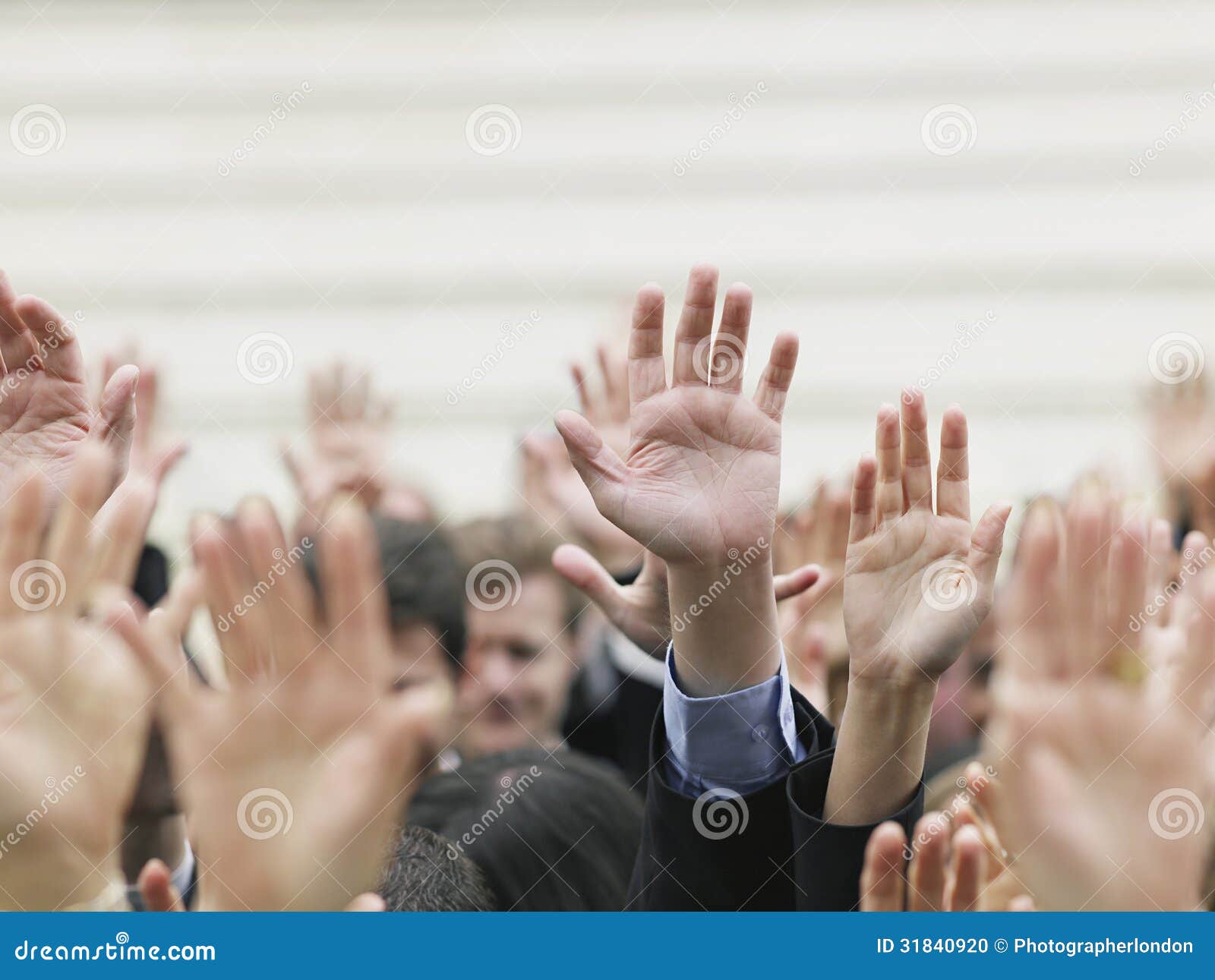 Business Crowd Raising Hands Stock Photo - Image of hope, election ...