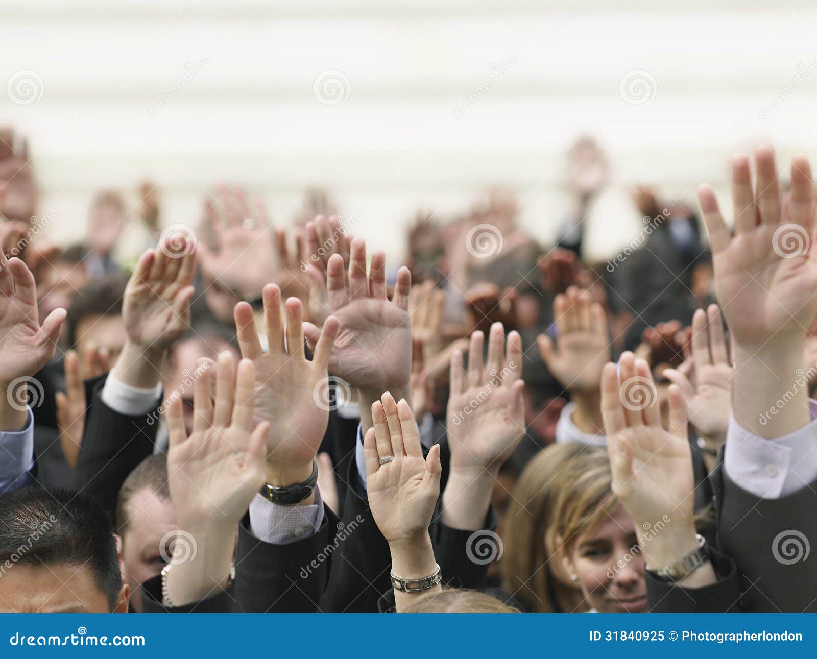 Business Crowd Raising Hands Stock Image - Image of businesswoman ...