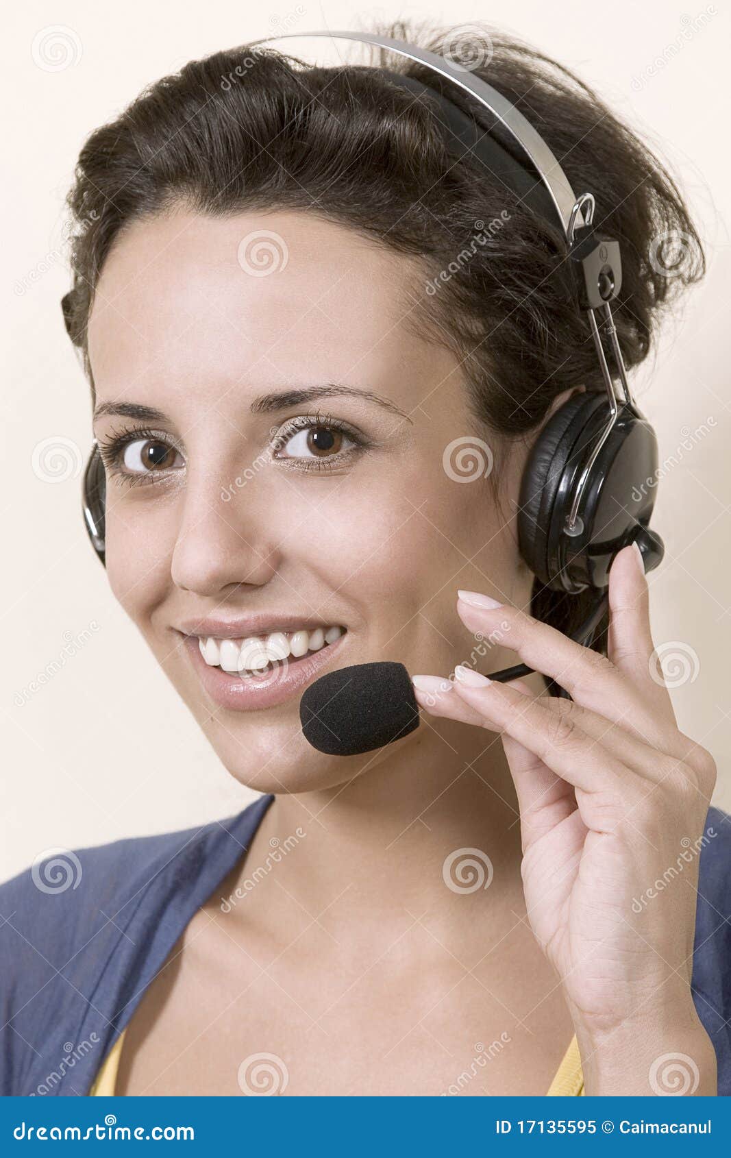 Business Customer Support Operator Woman Smiling Stock Image - Image of ...
