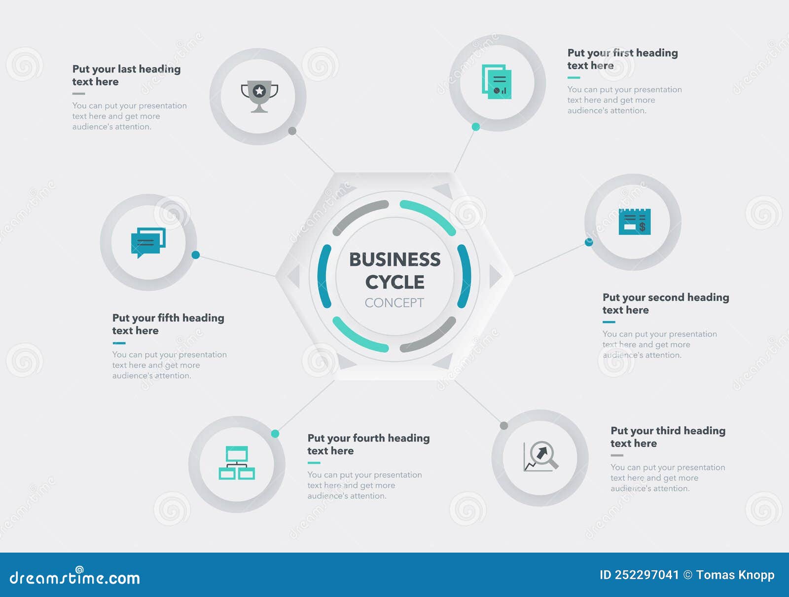 Business Cycle Template with Six Stages Stock Vector - Illustration of ...