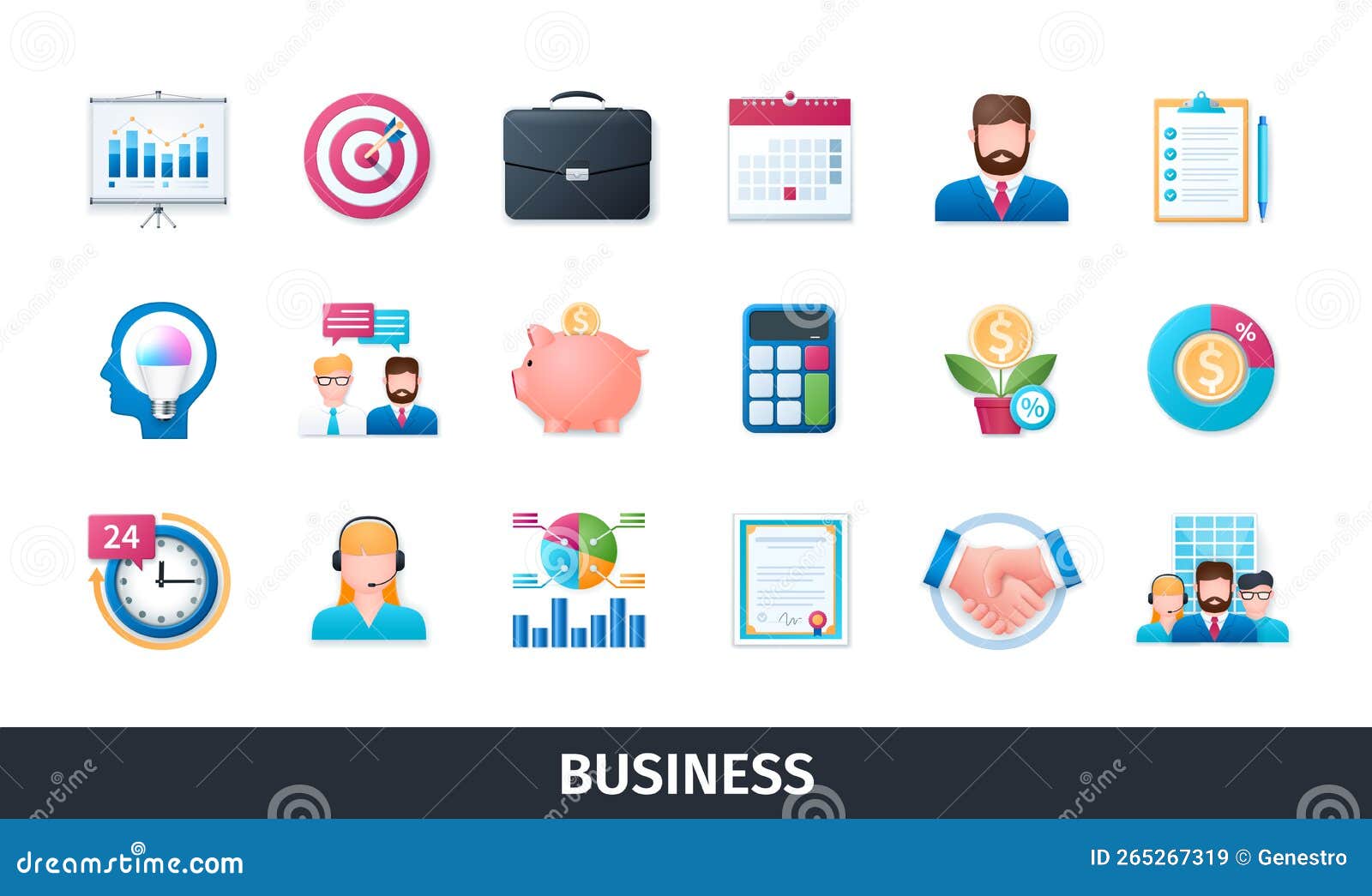 Business 3d Vector Icon Set Stock Illustration - Illustration of ...