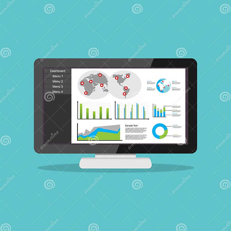 Business Dashboard on Computer Interface. Business Chart Visual ...