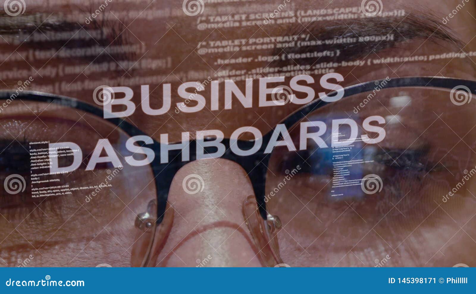 Business Dashboards Text on Background of Female Developer Stock Video ...