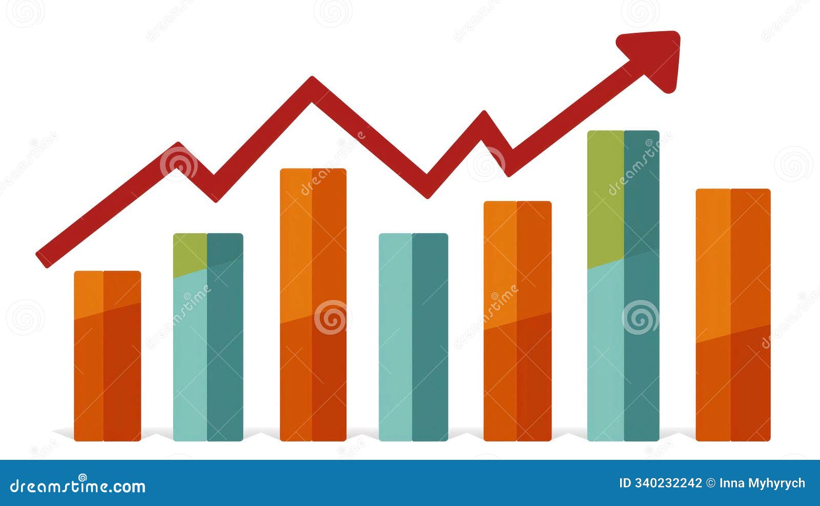 Business Data Analysis Bar Graph with Rising Arrow, Statistics Stock ...