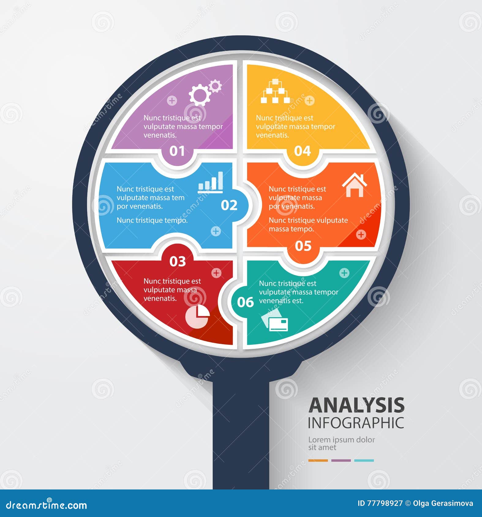 Business Data Analysis Infographic 6 Colorful Pieces. Vector ...