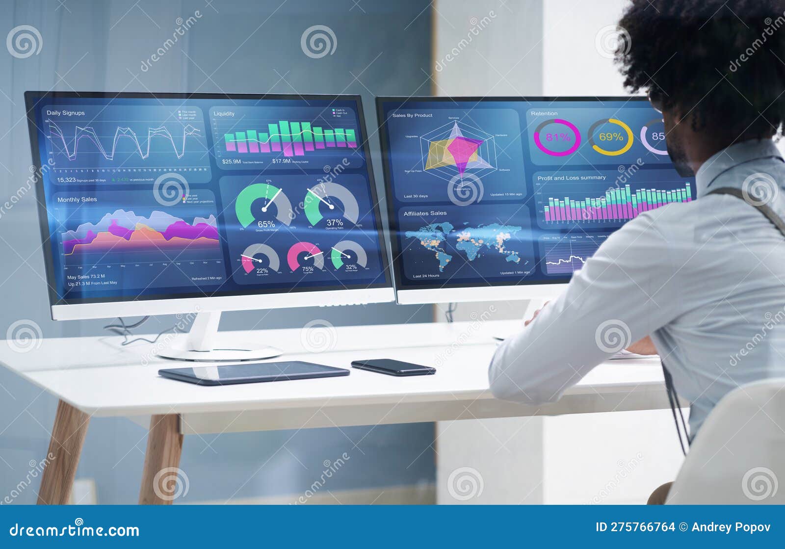 Business Data Analyst Using Computer Stock Photo - Image of analyst ...