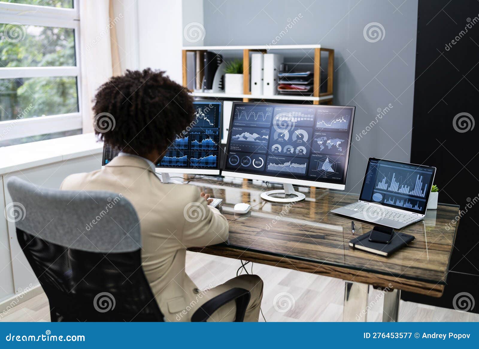 Business Data Analyst Using Computer Stock Image - Image of ...