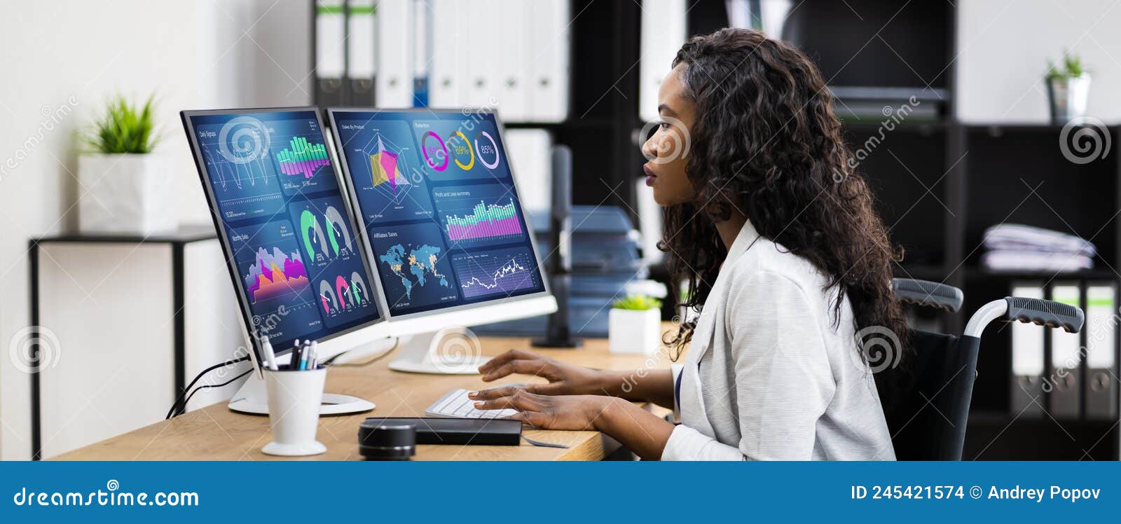 Analyst Woman Working With Data Analytics Dashboard Royalty-Free Stock ...