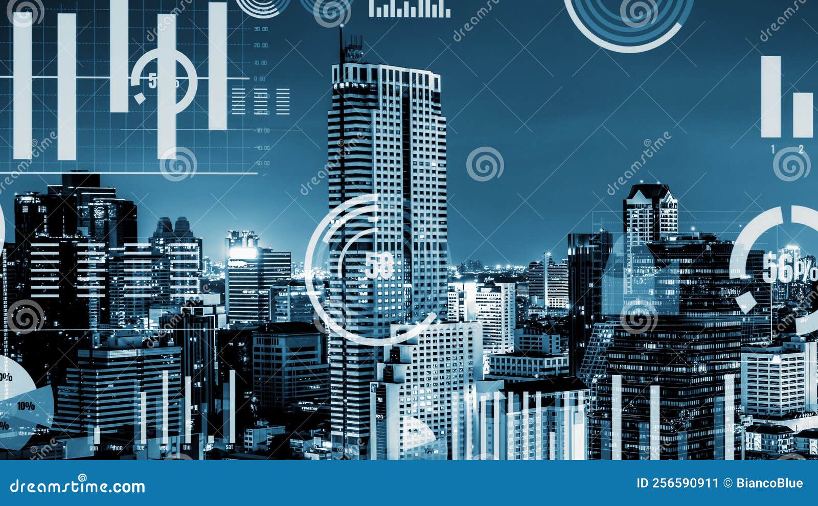 Business Data Analytic Interface Fly Over Smart City Showing Alteration ...