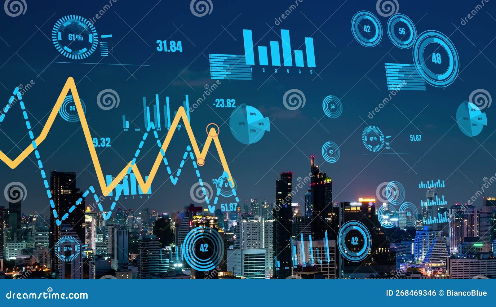 Business Data Analytic Interface Fly Over Smart City Showing Alteration ...