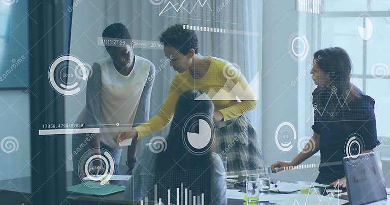 Business Data Analytics Image Over Diverse Team Collaborating in Office Stock Photo - Image of ...