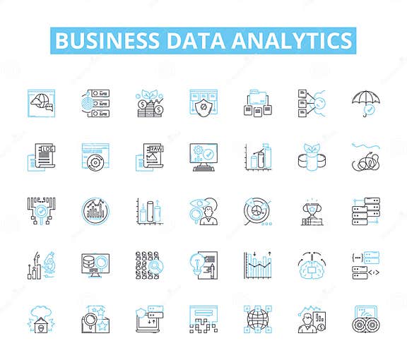 Business Data Analytics Linear Icons Set. Insights, Metrics ...