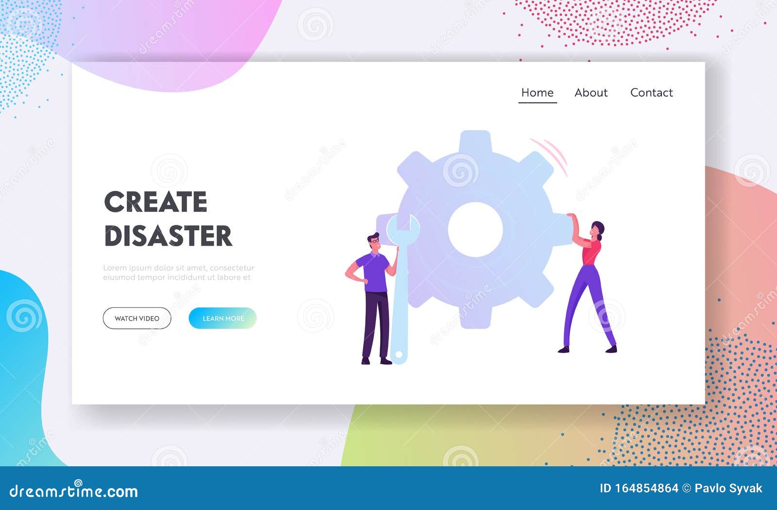 Automation Page Concept. Robotization. Digitalization. Cartoon Vector ...