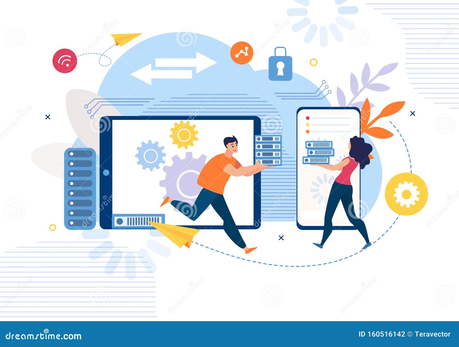 Business Data Backup Service Flat Vector Concept Stock Vector ...