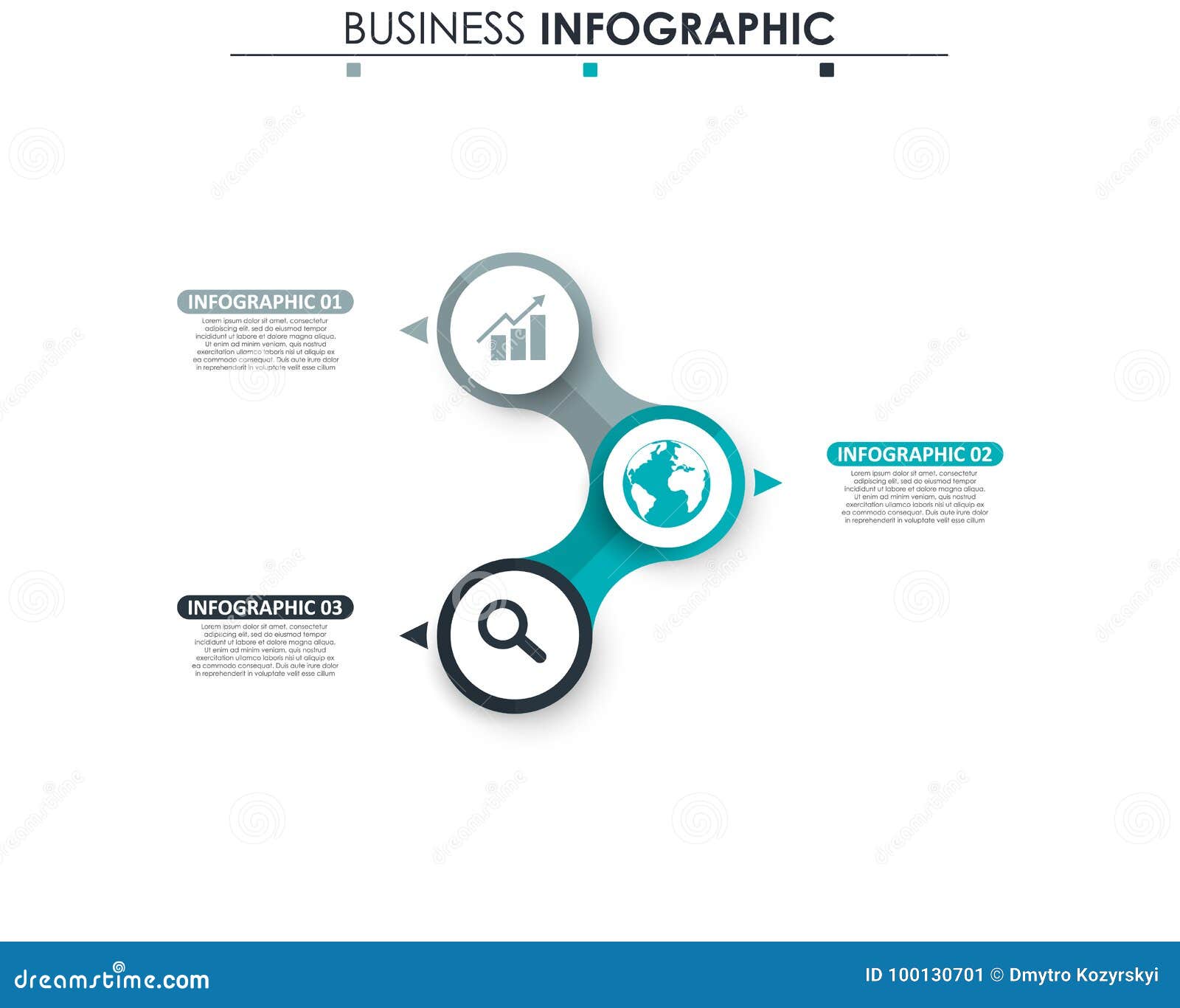 Business Data, Chart. Abstract Elements of Graph, Diagram with 3 Steps ...