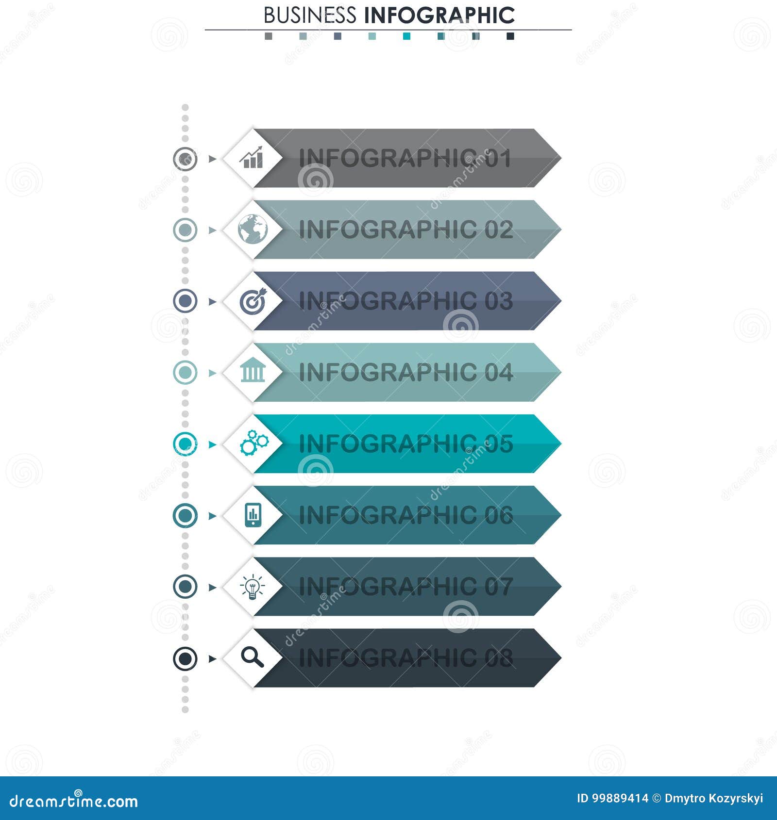 Business Data, Chart. Abstract Elements of Graph, Diagram with 8 Steps ...