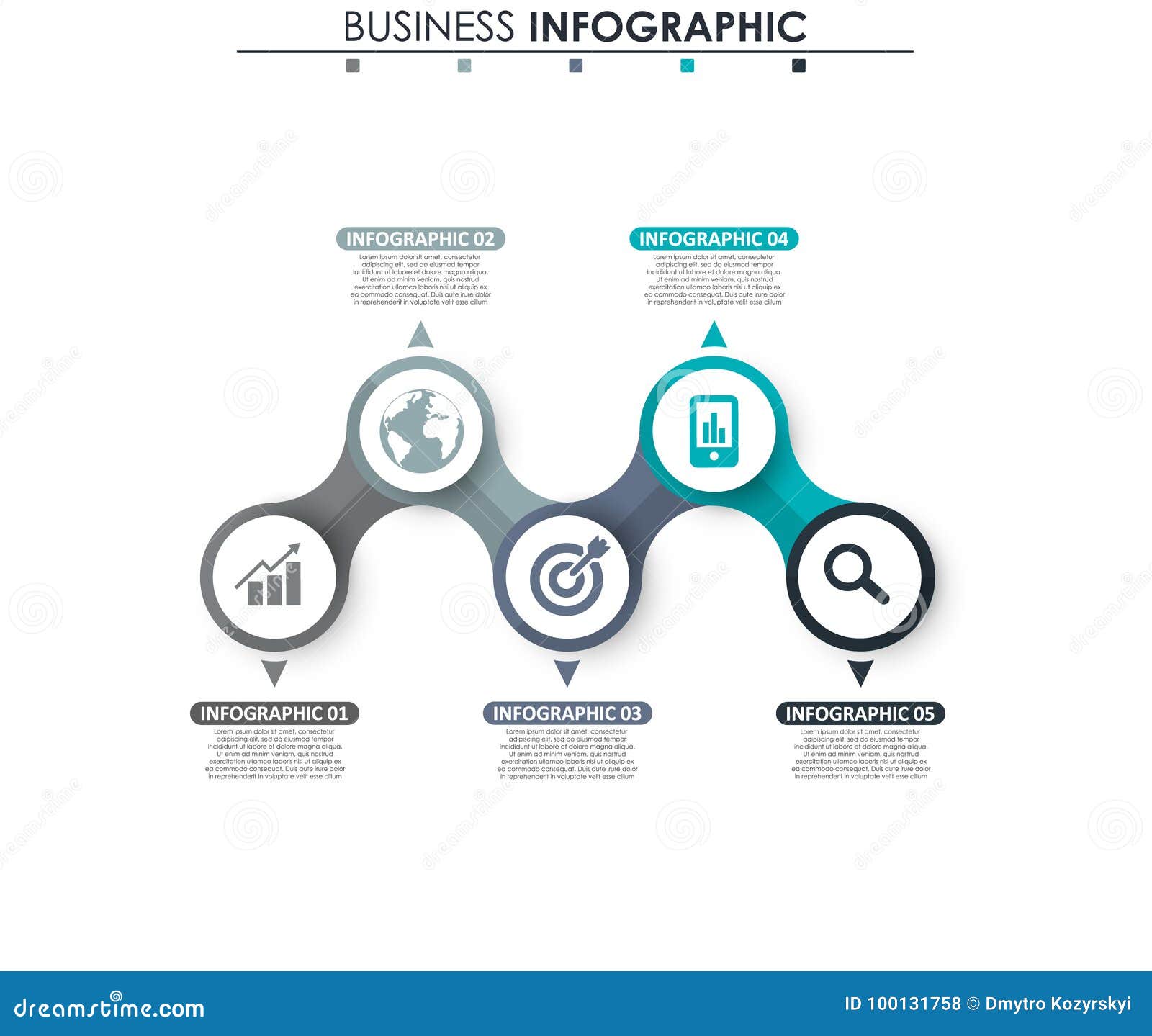 Business Data, Chart. Abstract Elements of Graph, Diagram with 5 Steps ...