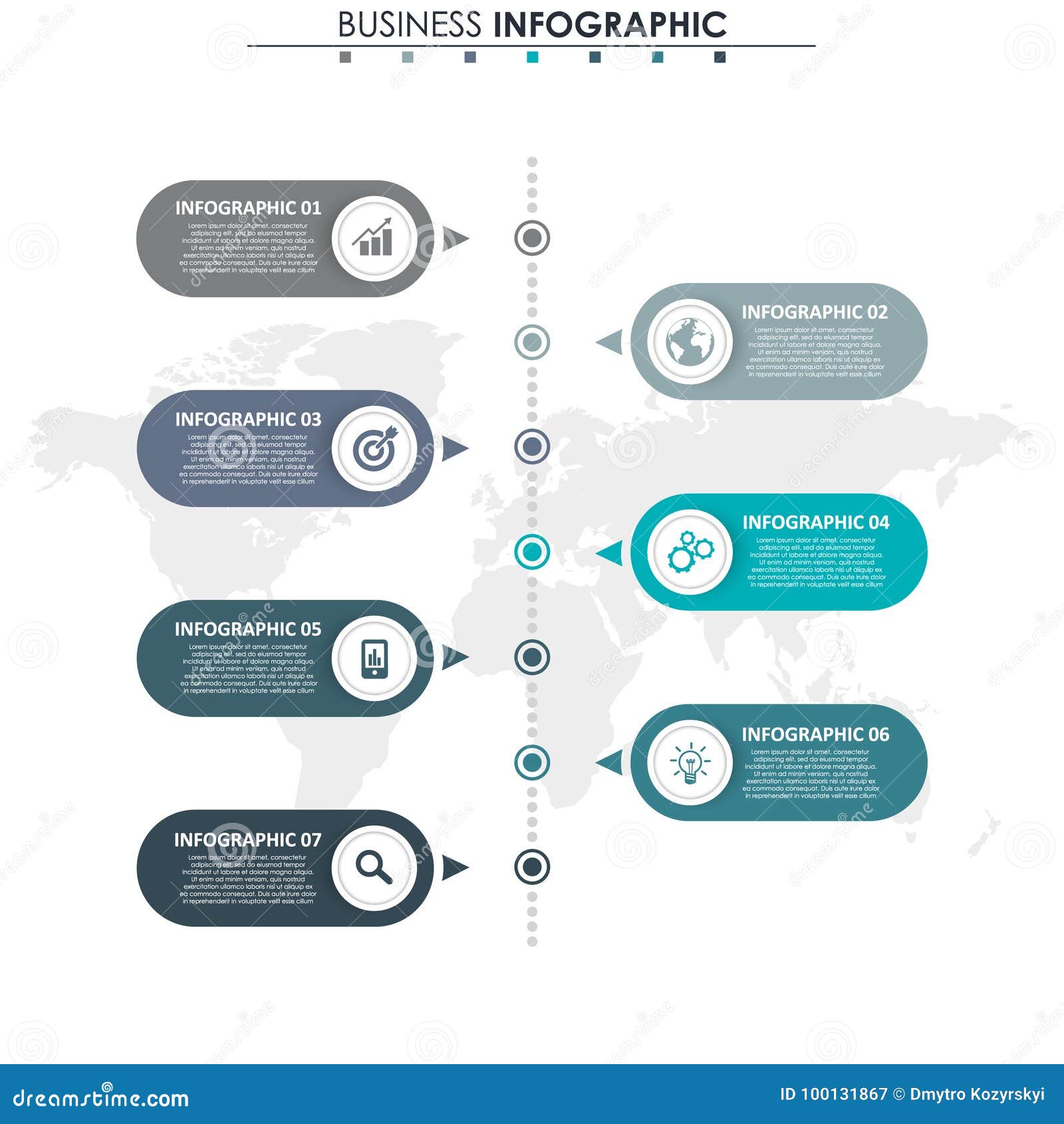 Business Data, Chart. Abstract Elements of Graph, Diagram with 7 Steps ...