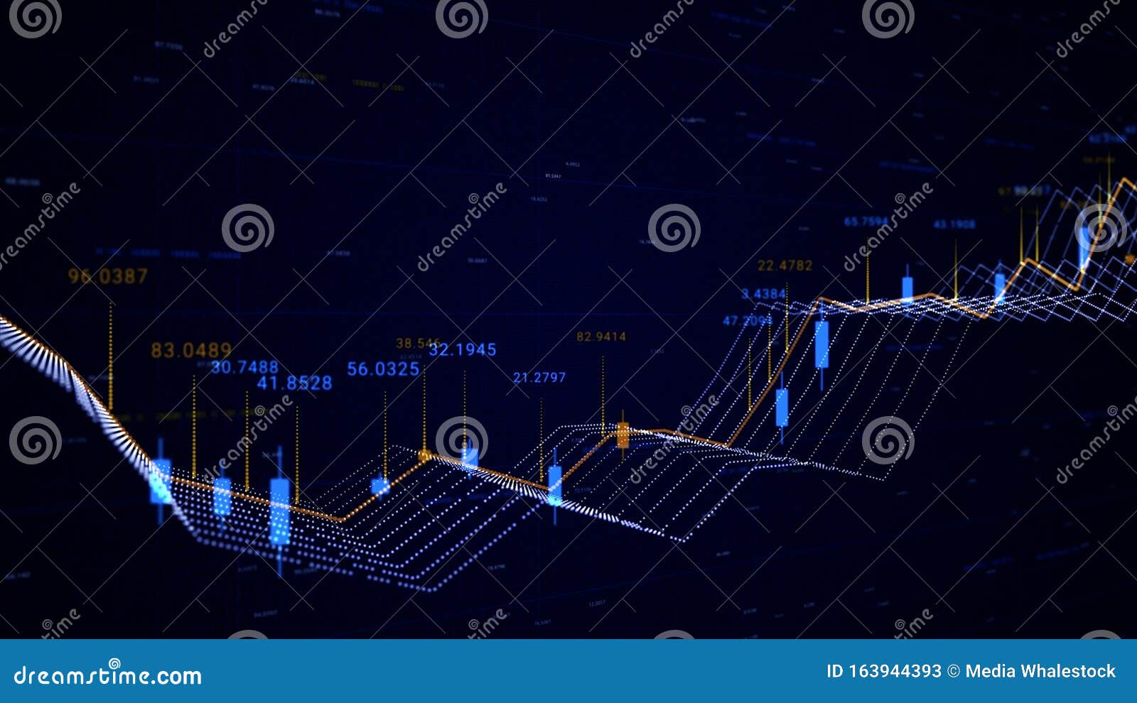 Business Data of the Currency Rate Chart and Economics Decrease and ...