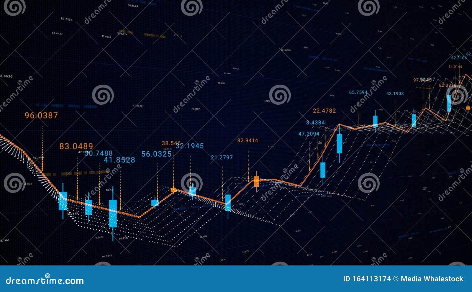 Business Data of the Currency Rate Chart and Economics Decrease and ...