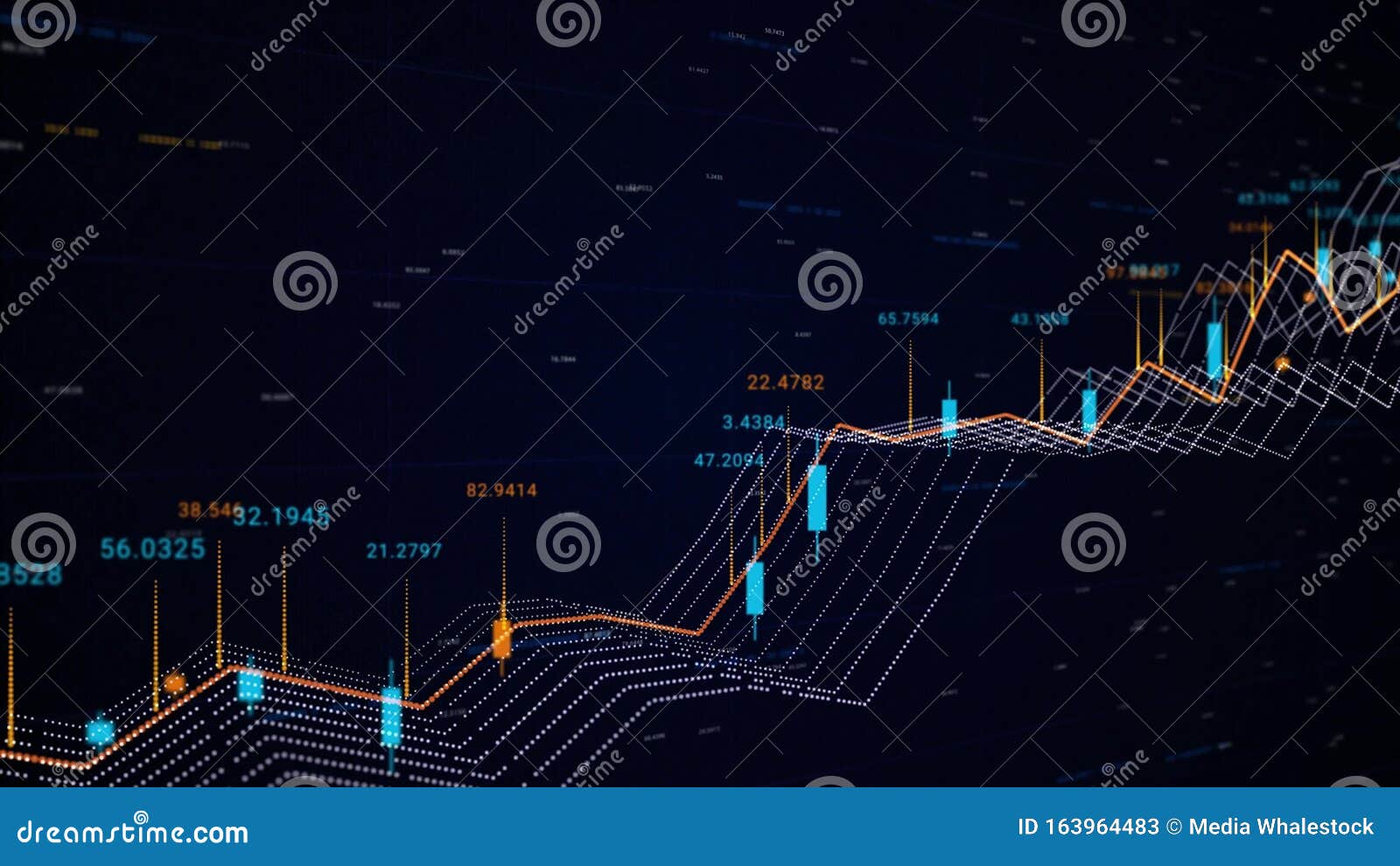 Business Data of the Currency Rate Chart and Economics Decrease and ...