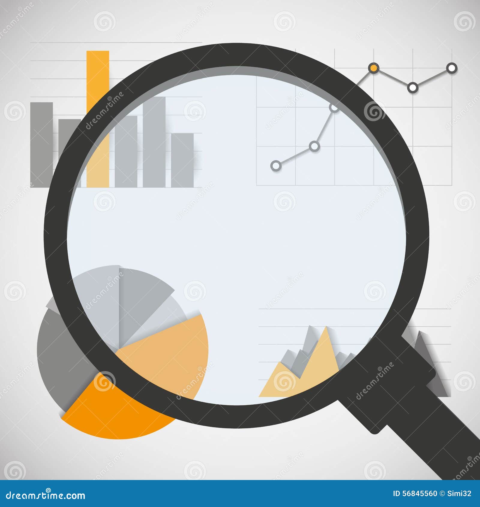 Business Data Elements with Magnifying Glass Stock Vector ...