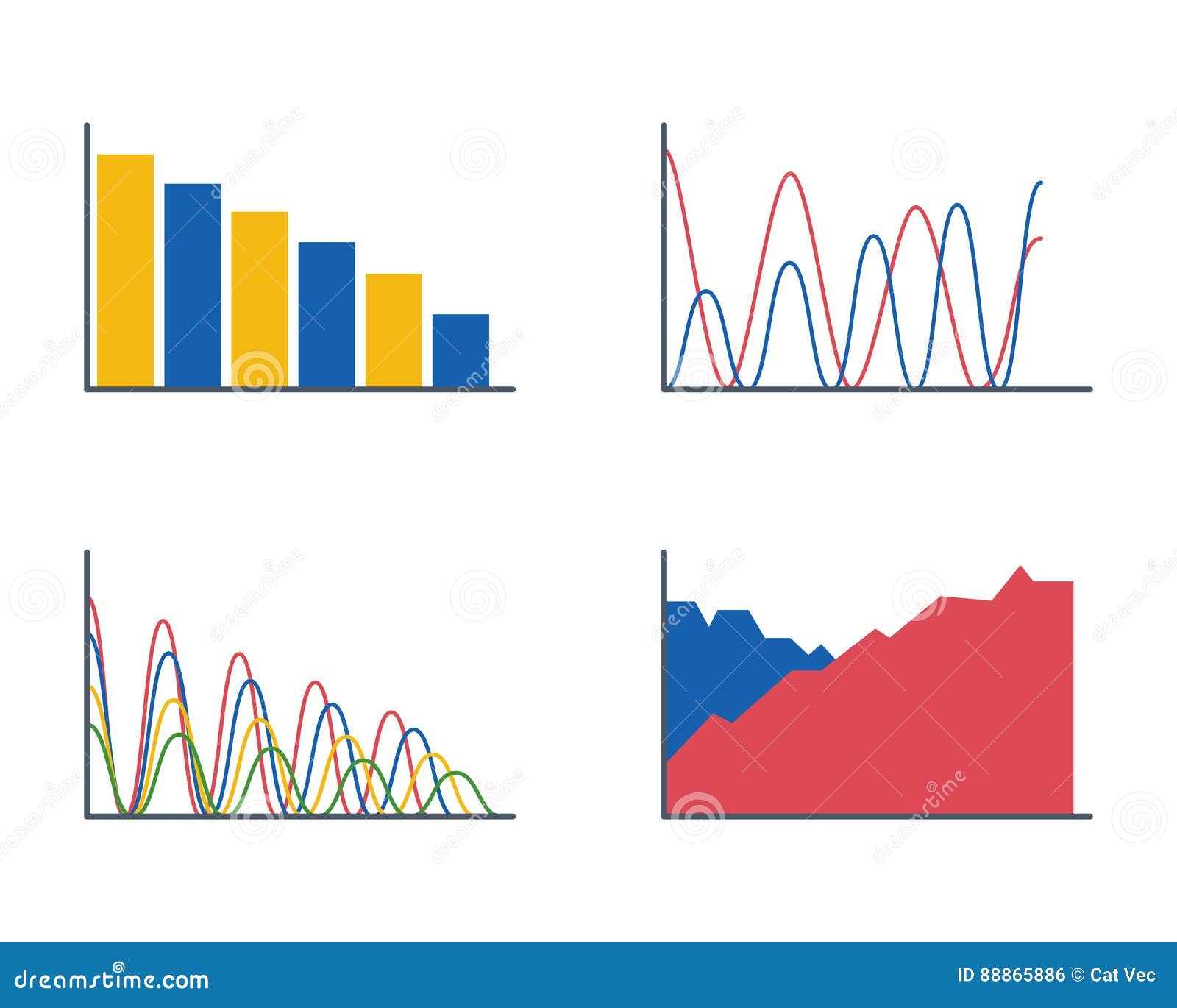 Business Data Graph Analytics Elements Bar Pie Charts Diagrams and Flat Icon Infographics Design ...